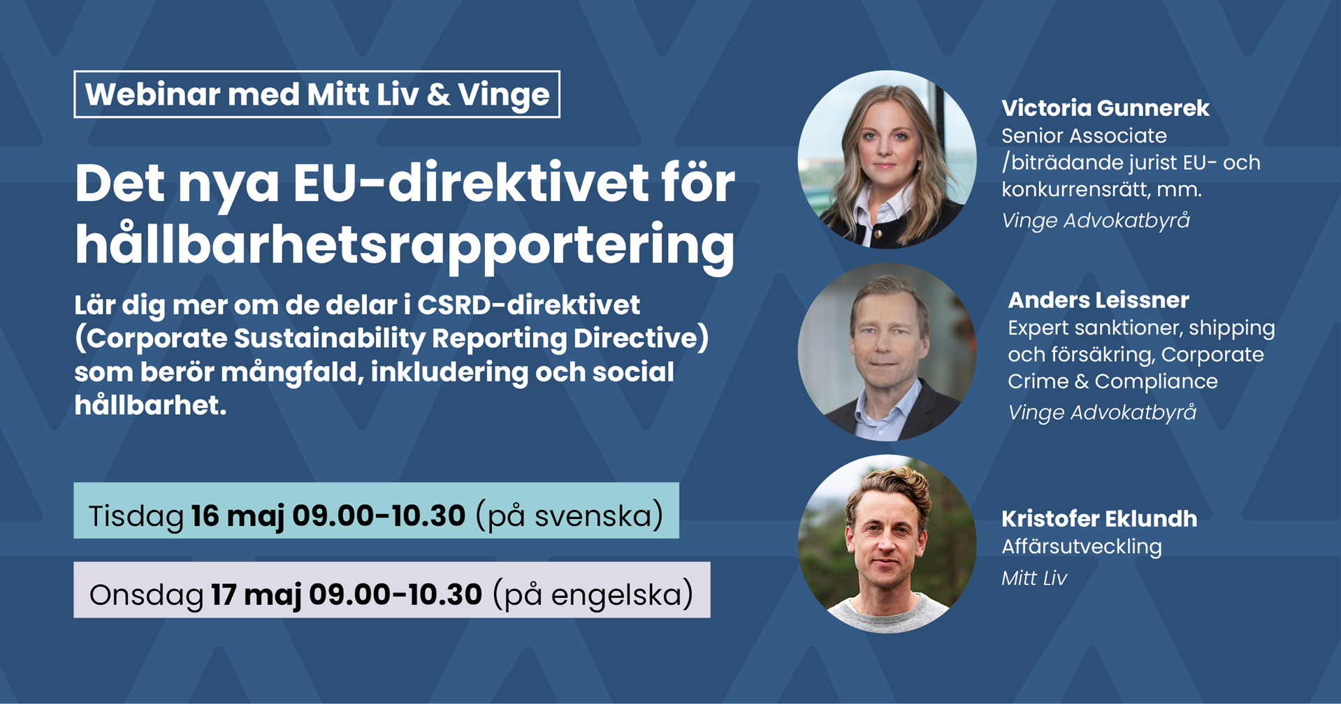 Webinar med Mitt Liv & Vinge | Det nya EU-direktivet för hållbarhetsrapportering